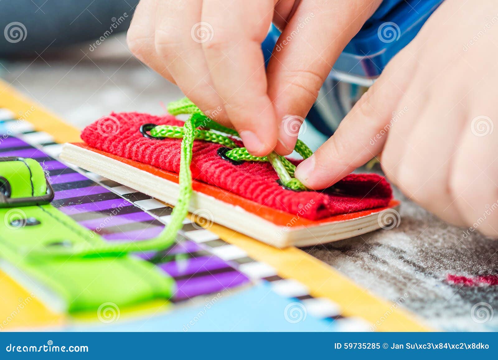 Child is Learning To Tie the Laces Stock Image - Image of play, tighten ...