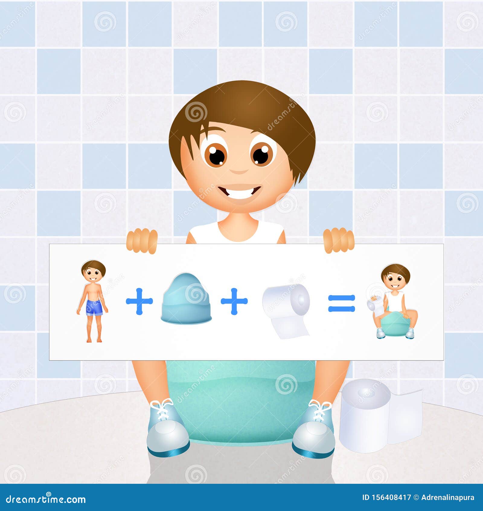 Child Learning To Use the Potty Stock Illustration - Illustration of ...