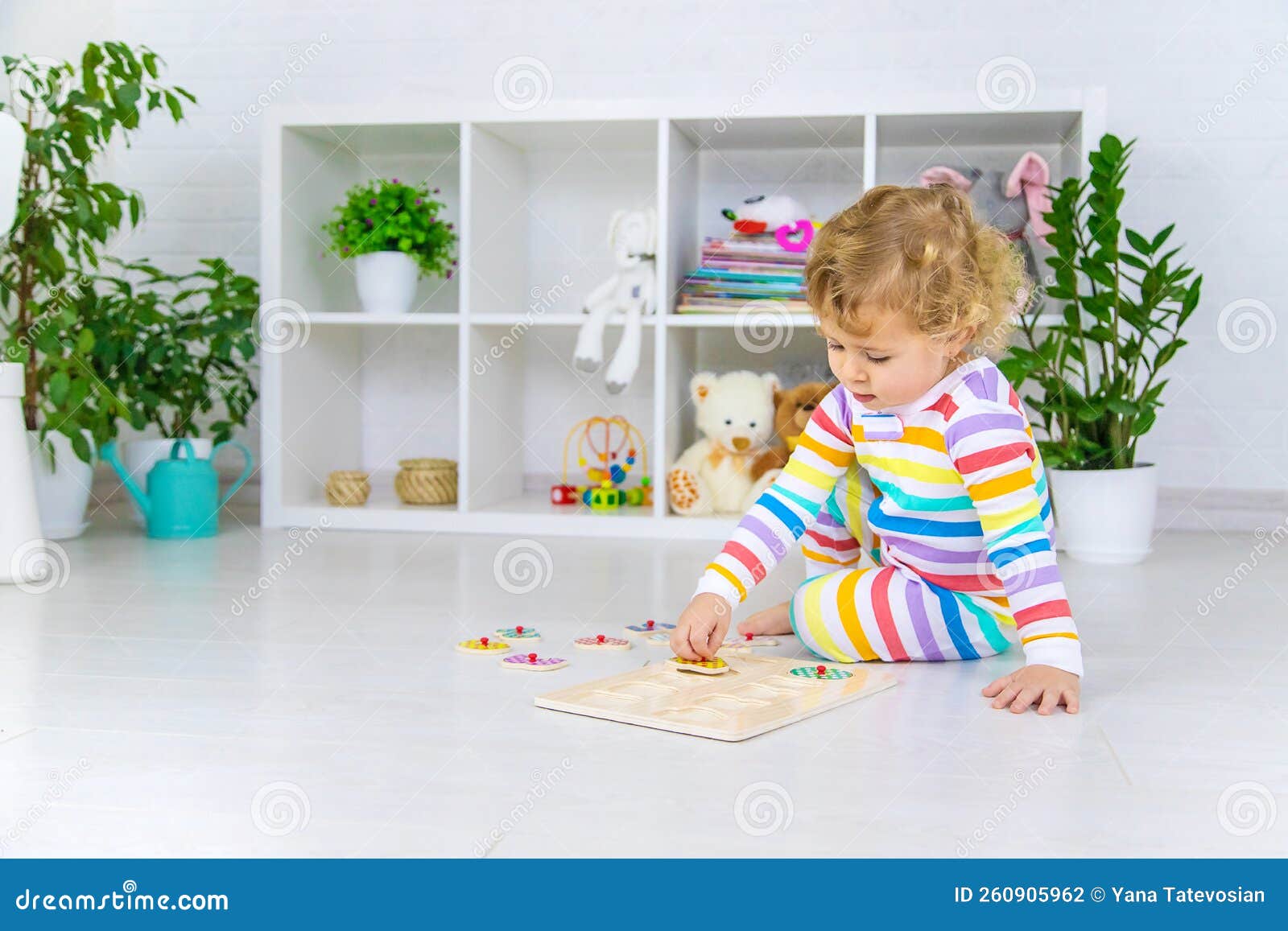 Child Learns Numbers Game Logic. Selective Focus Stock Photo - Image of ...