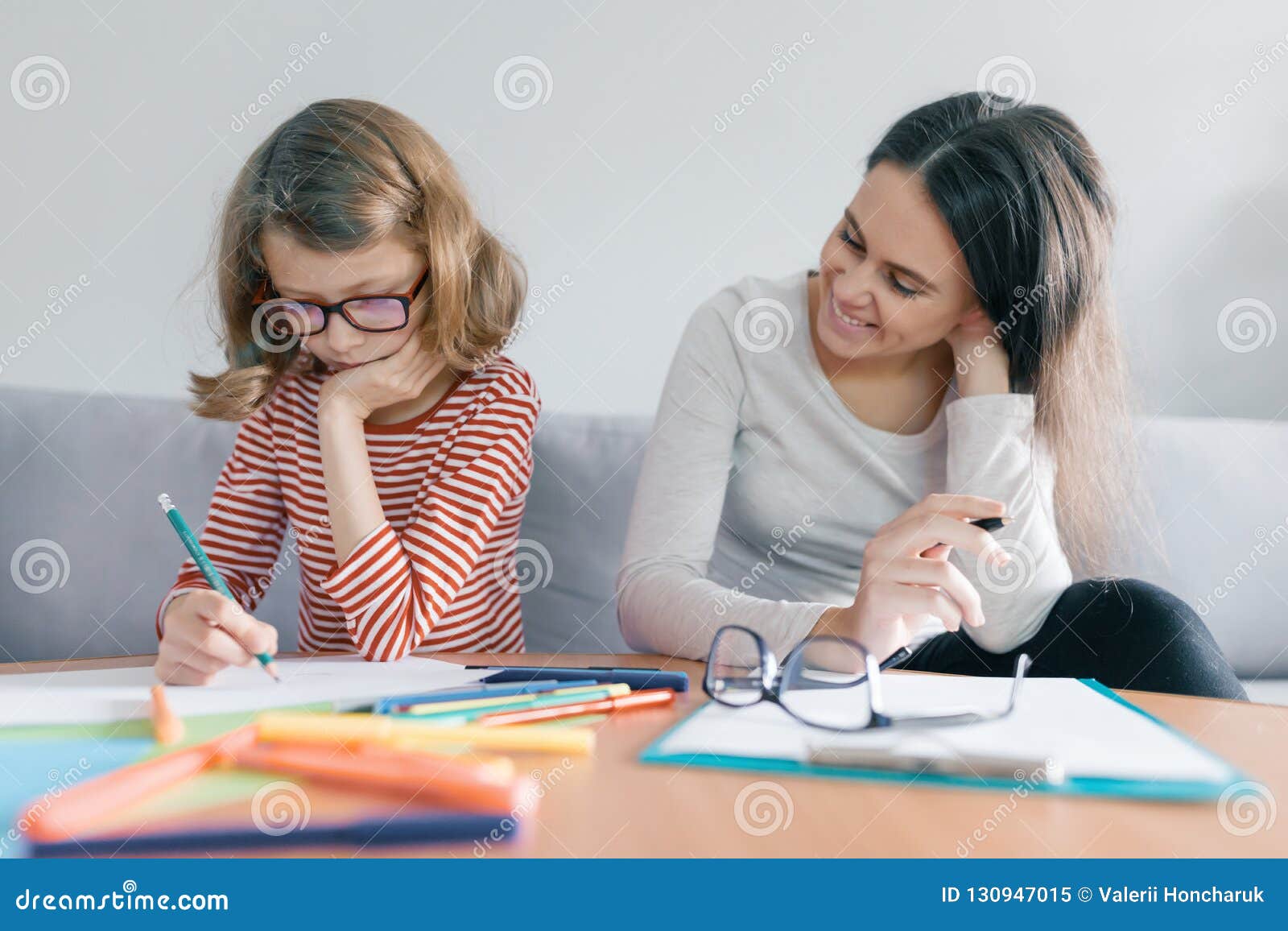 Child Learns with a Teacher, Private Individual Lessons Stock Image ...