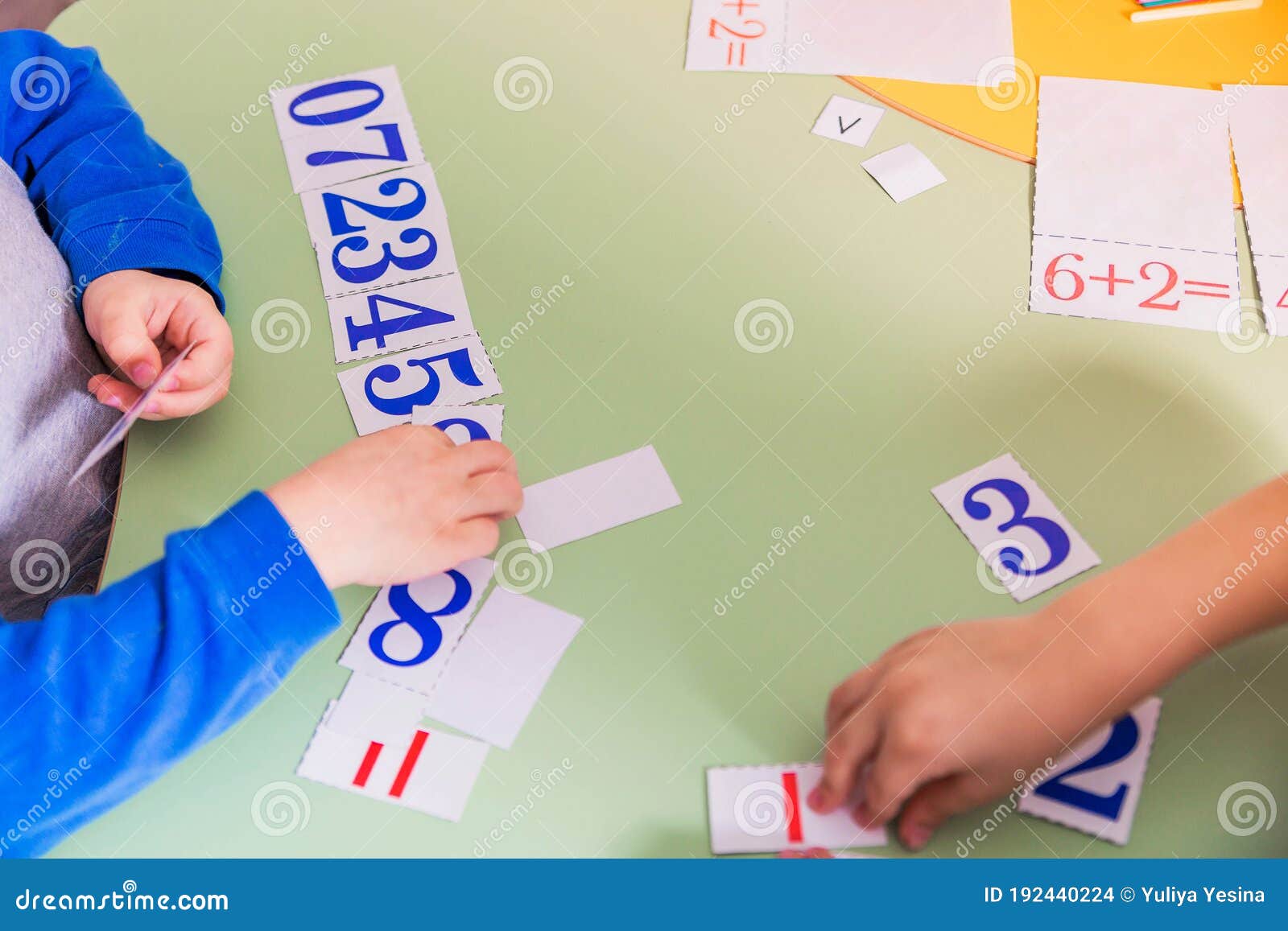 The Child Learns To Count by Adding Numbers Stock Photo - Image of ...
