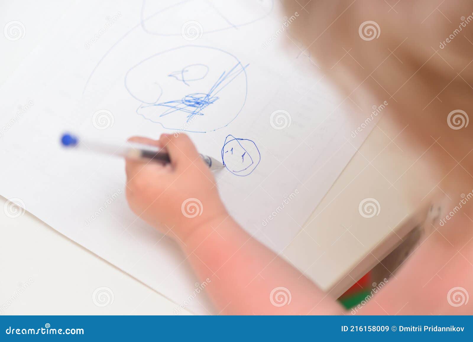 Child Learns To Write with a Pen in a Notebook Stock Image - Image of ...
