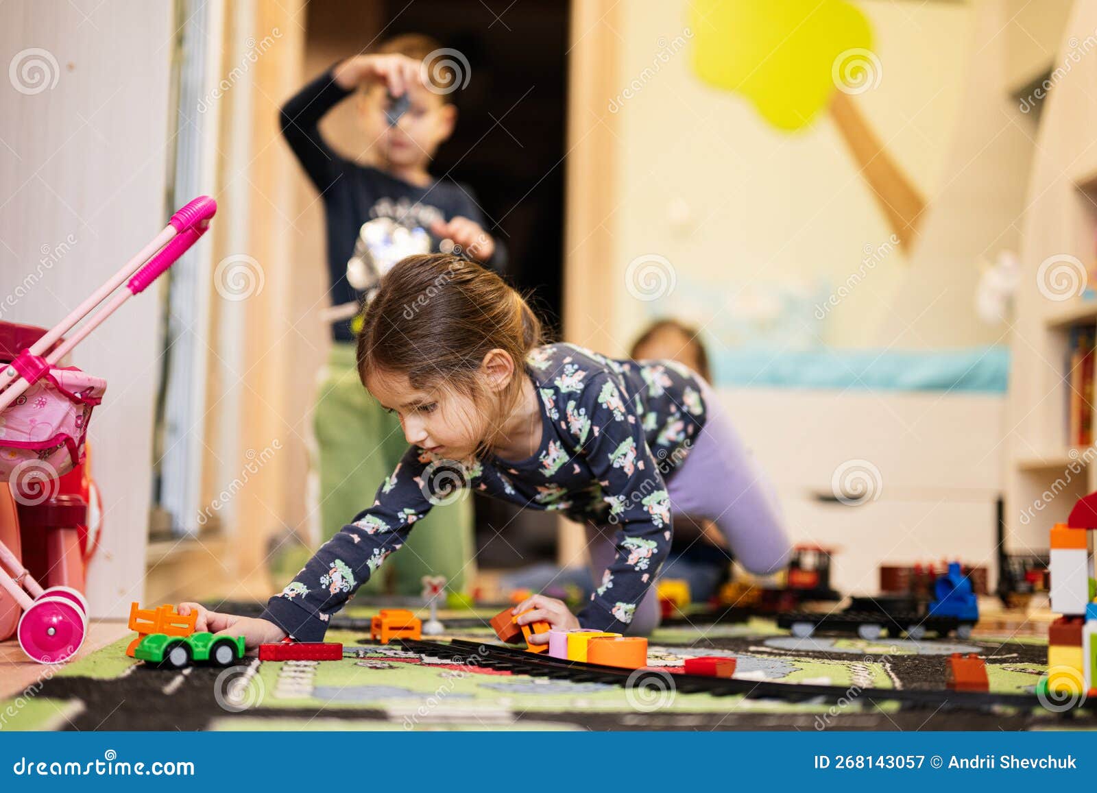 Child Leisure Activity, Creative Game. Kids Play at Home Stock Image ...