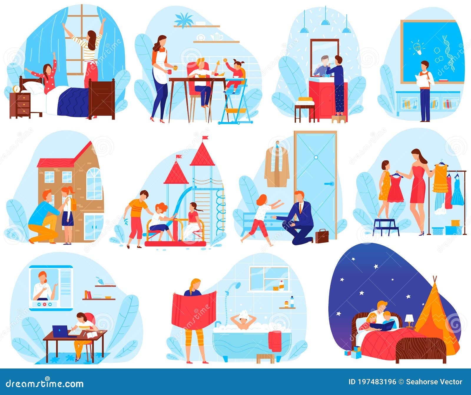 Child Lifestyle daily Routine Vector Illustration Set, Cartoon Flat ... Child Lifestyle daily Routine Vector Illustration Set, Cartoon Flat ...