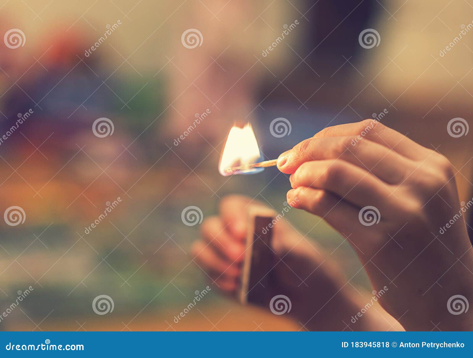 The Child Lighting The Matches. The Fire In The Hands Of A Child. A ...
