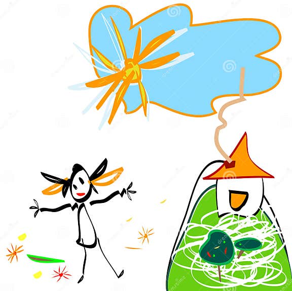 Child like drawing stock vector. Illustration of scribble - 3653008