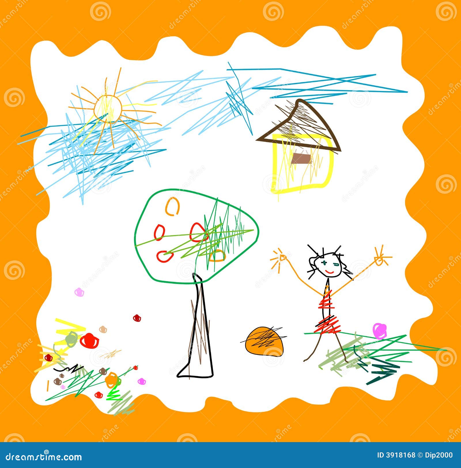 Child like drawing stock illustration. Illustration of flowers - 3918168