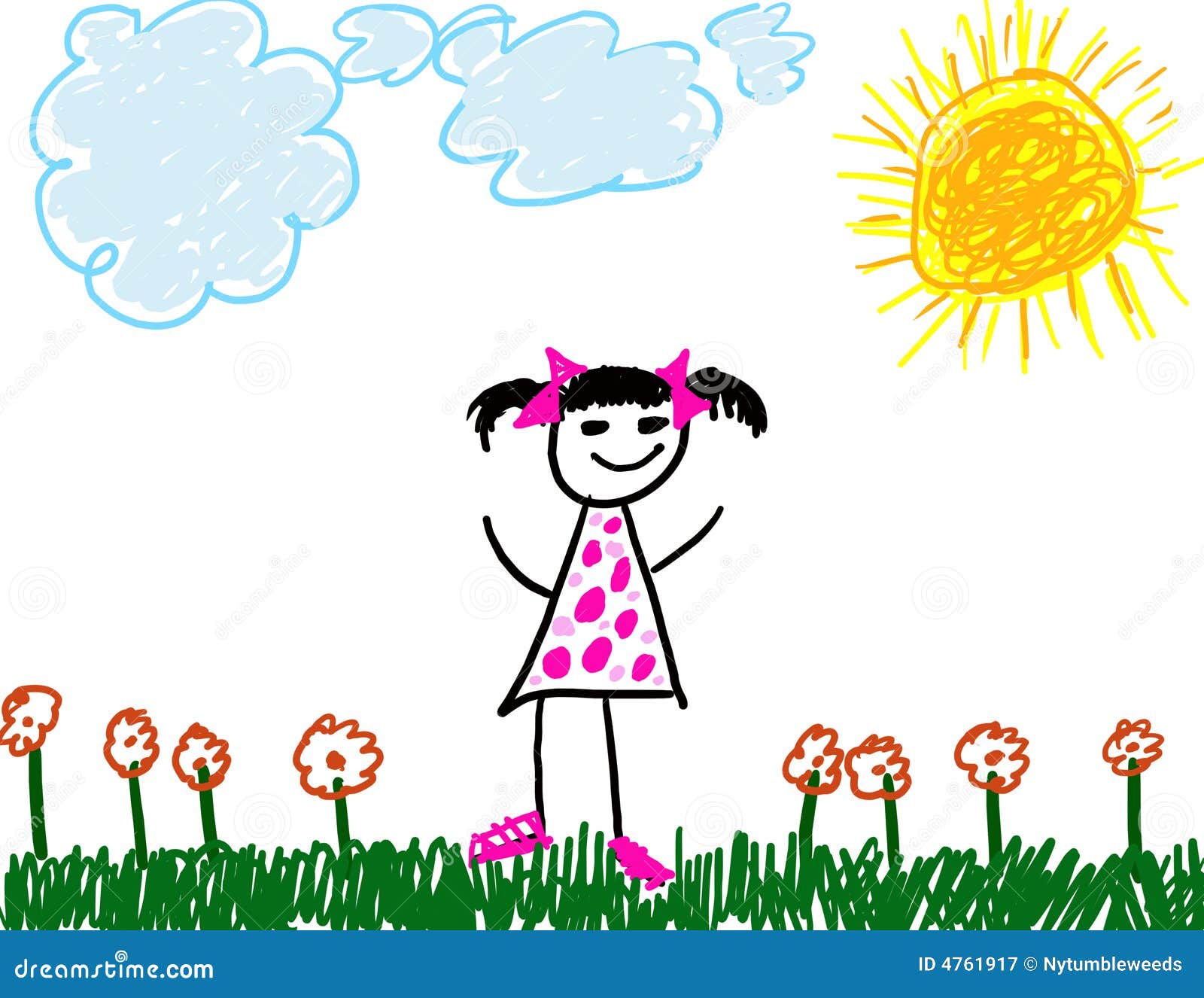 Child like drawing of girl stock illustration. Illustration of girl ...