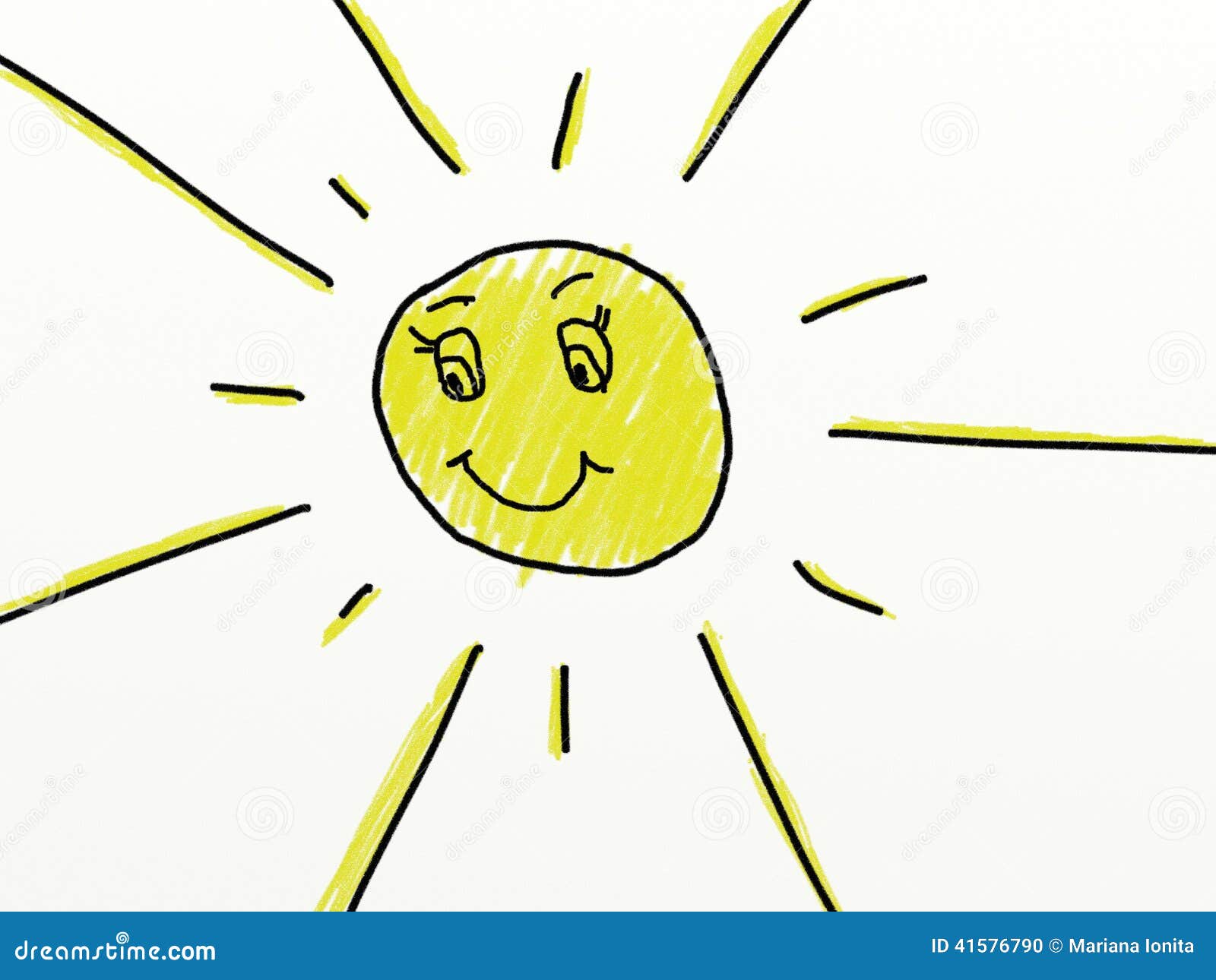 Child Like Drawing of a Sun Stock Illustration - Illustration of rough ...