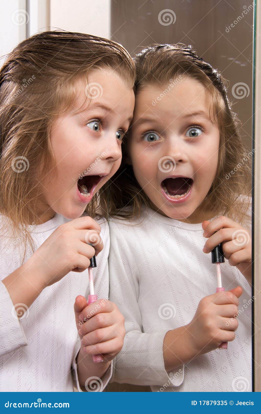 Child with lipstick stock image. Image of happy, closeup - 17879335