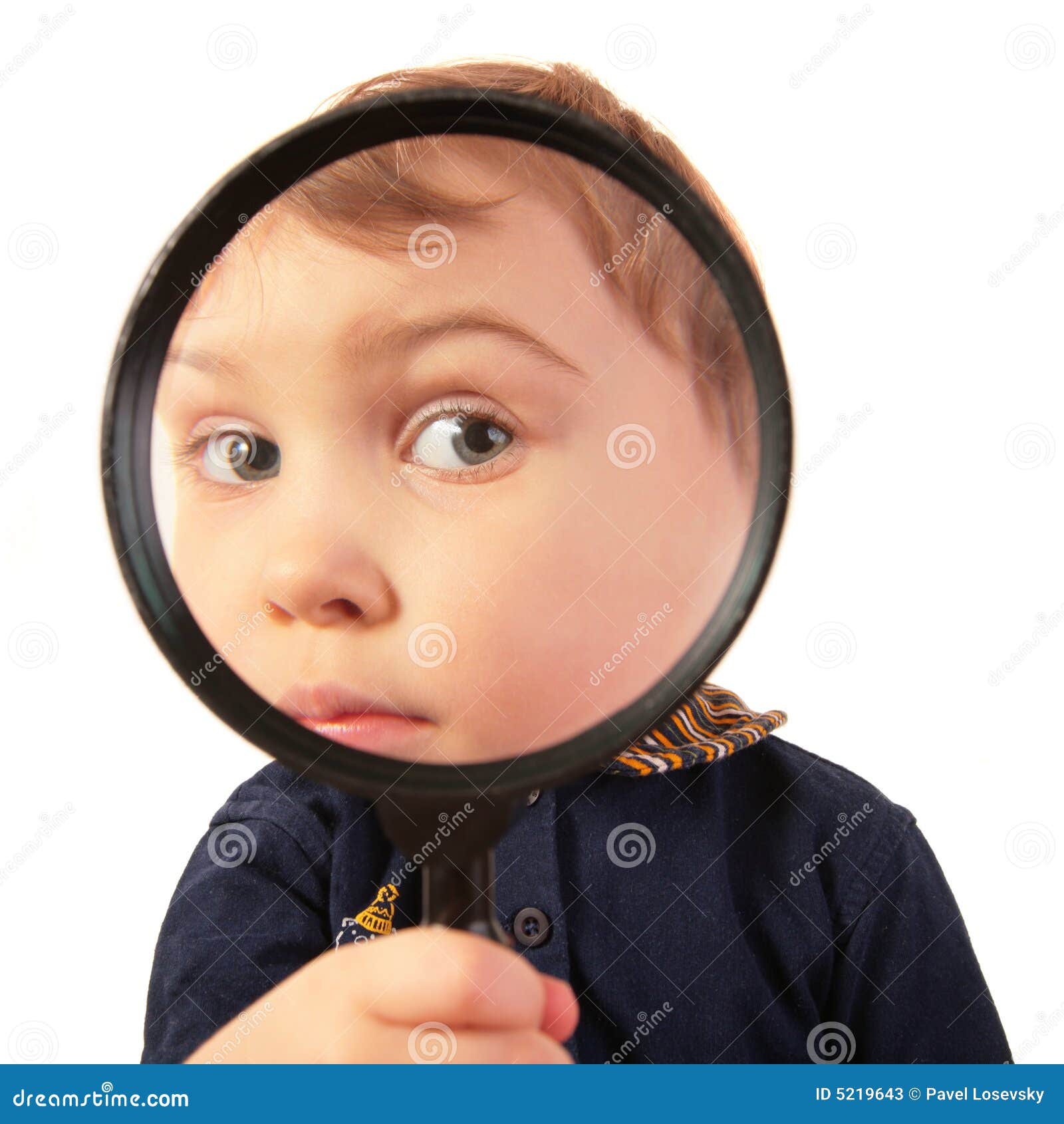 Child Look through Magnifier Stock Image - Image of caucasian, girl ...