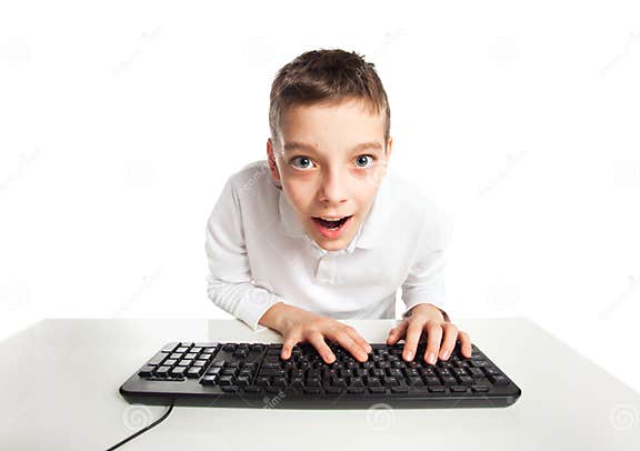 Child looking at computer stock photo. Image of curiosity - 64837464