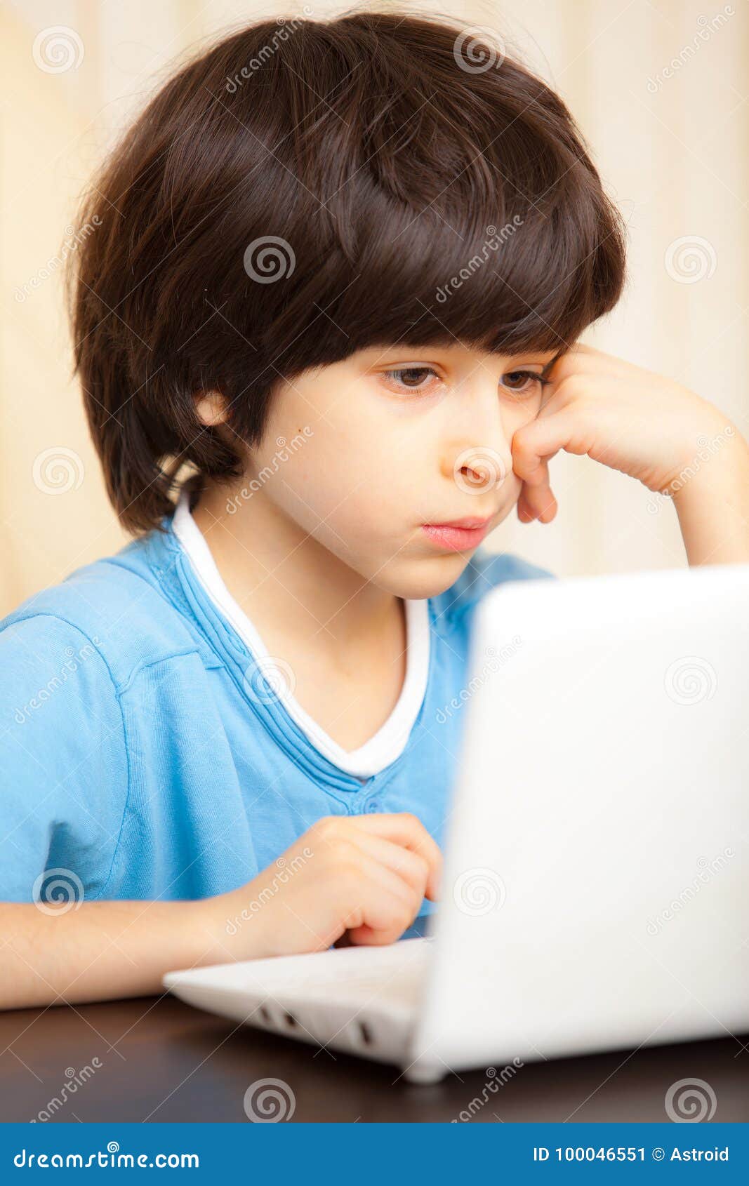 Child Looking at a Computer Monitor Stock Image - Image of preschool ...
