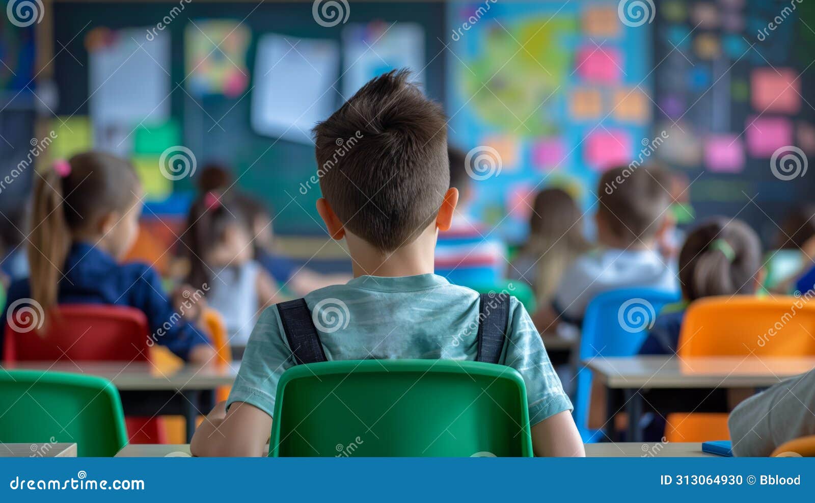 Child Looking Forward in a Classroom Stock Photo - Image of curiosity ...