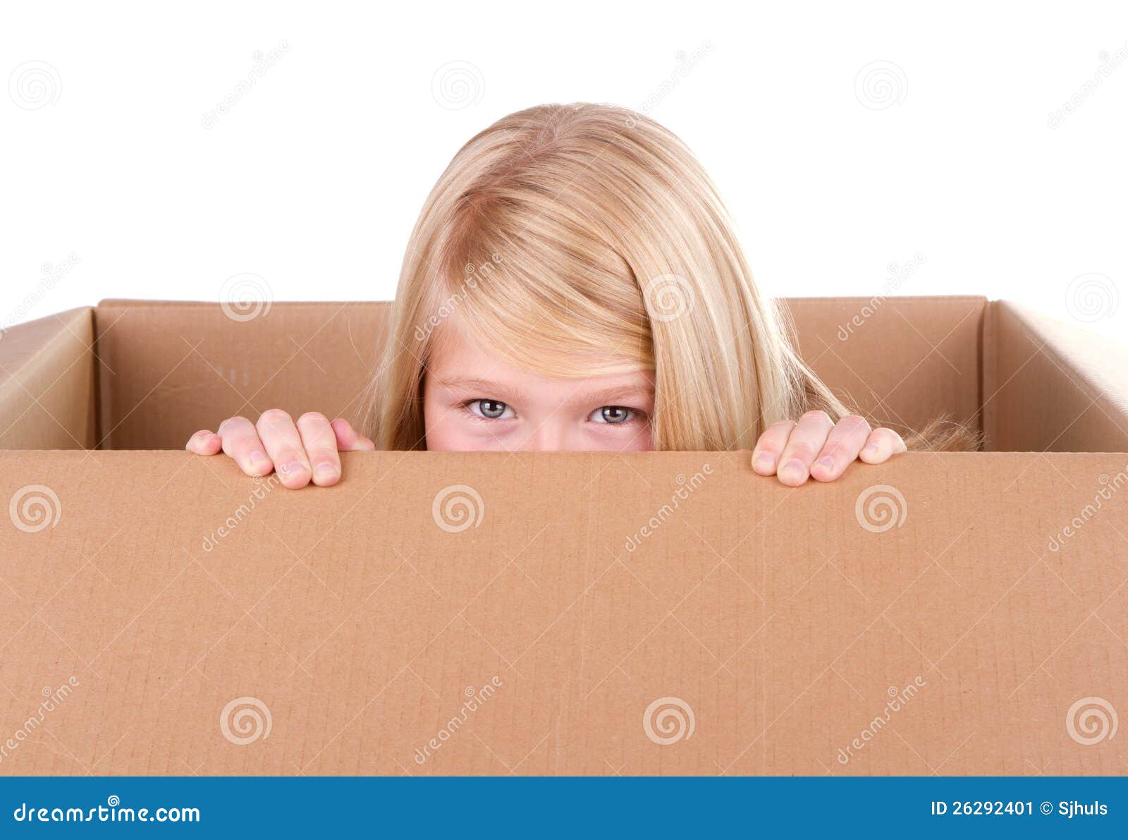 Child looking out of a box stock image. Image of large - 26292401