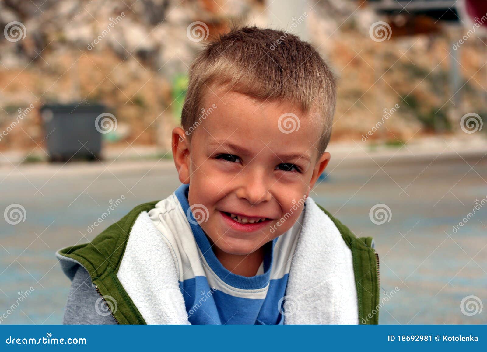 Child is Looking Straight and Smiling Stock Image - Image of happiness ...