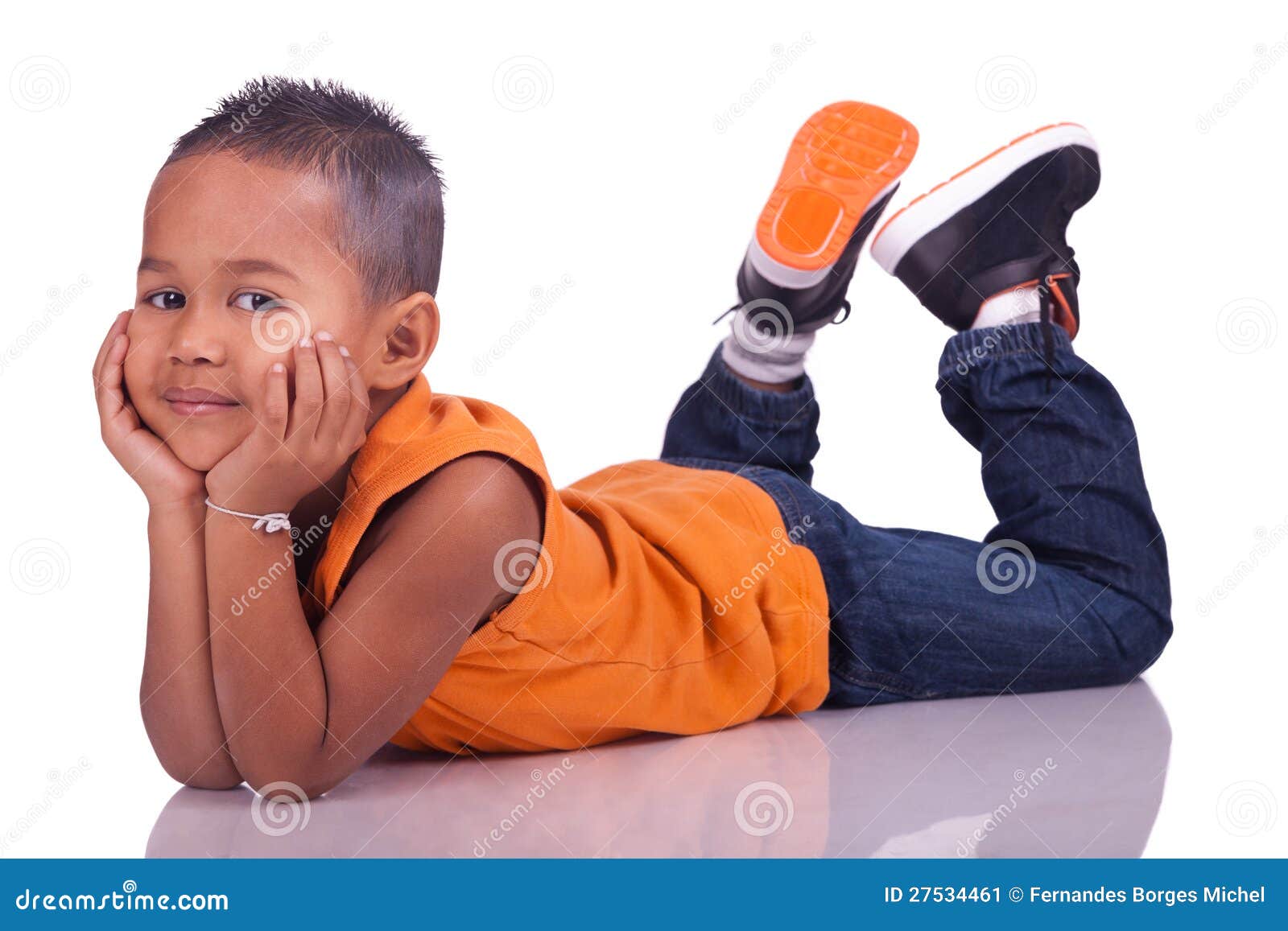 Child Lying on the Ground Looking Stock Image - Image of happiness ...