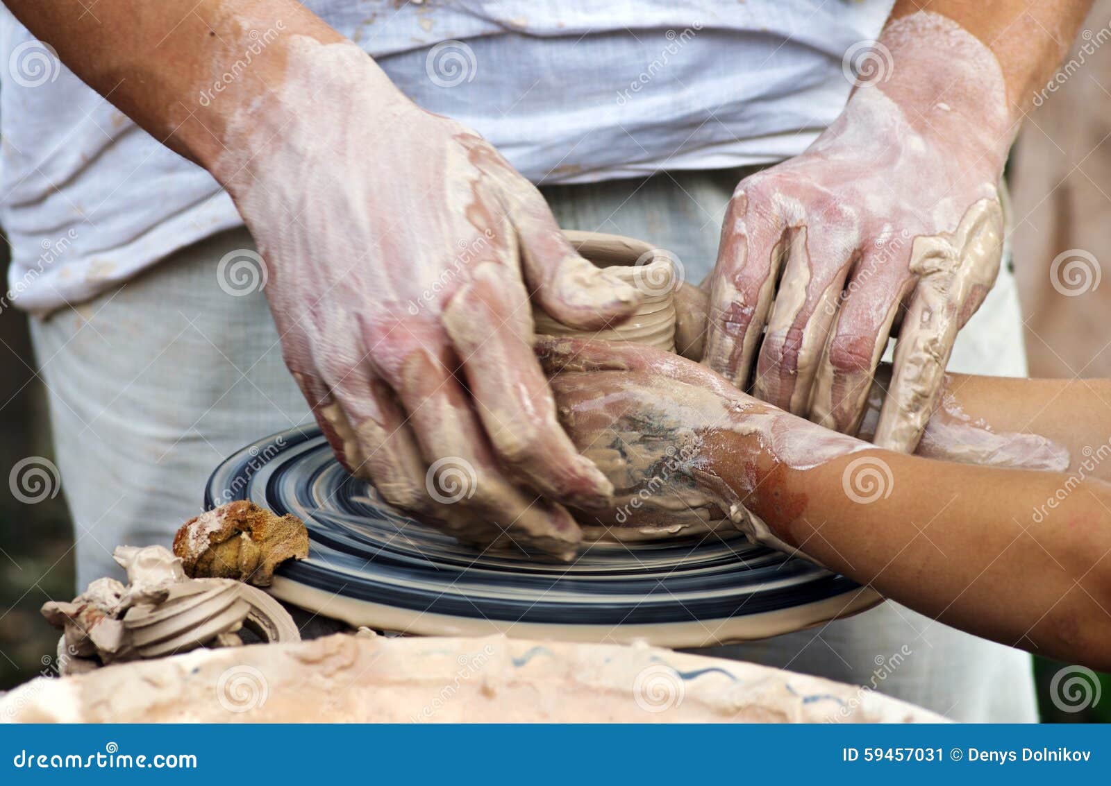 Child Make a Pitcher on a Pottery Wheel Stock Image - Image of bowl ...