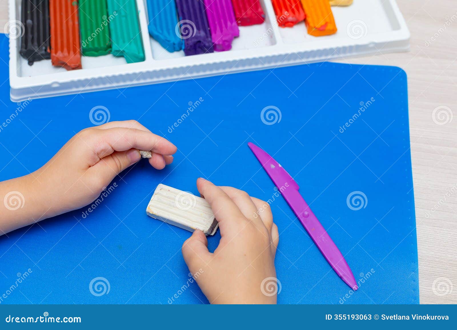 A Child Makes Plasticine.child Play with Plasticine Stock Image - Image ...