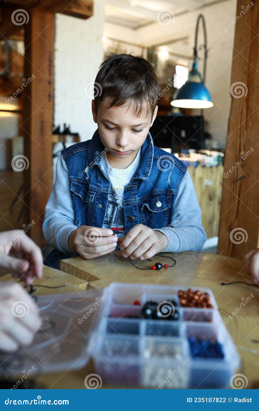 Child Making Bracelet at Workshop Stock Photo - Image of jewelry ...