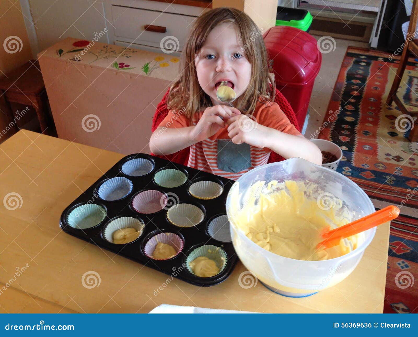 Child making cakes. stock photo. Image of mixing, making - 56369636
