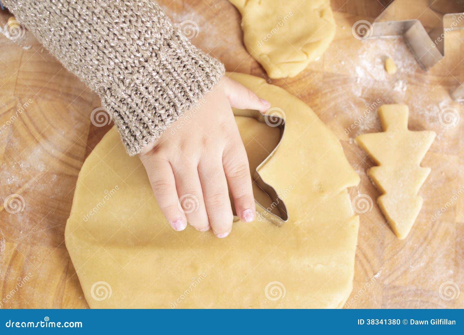 Child Making Christmas Biscuits Stock Photo - Image of shapes, baking ...