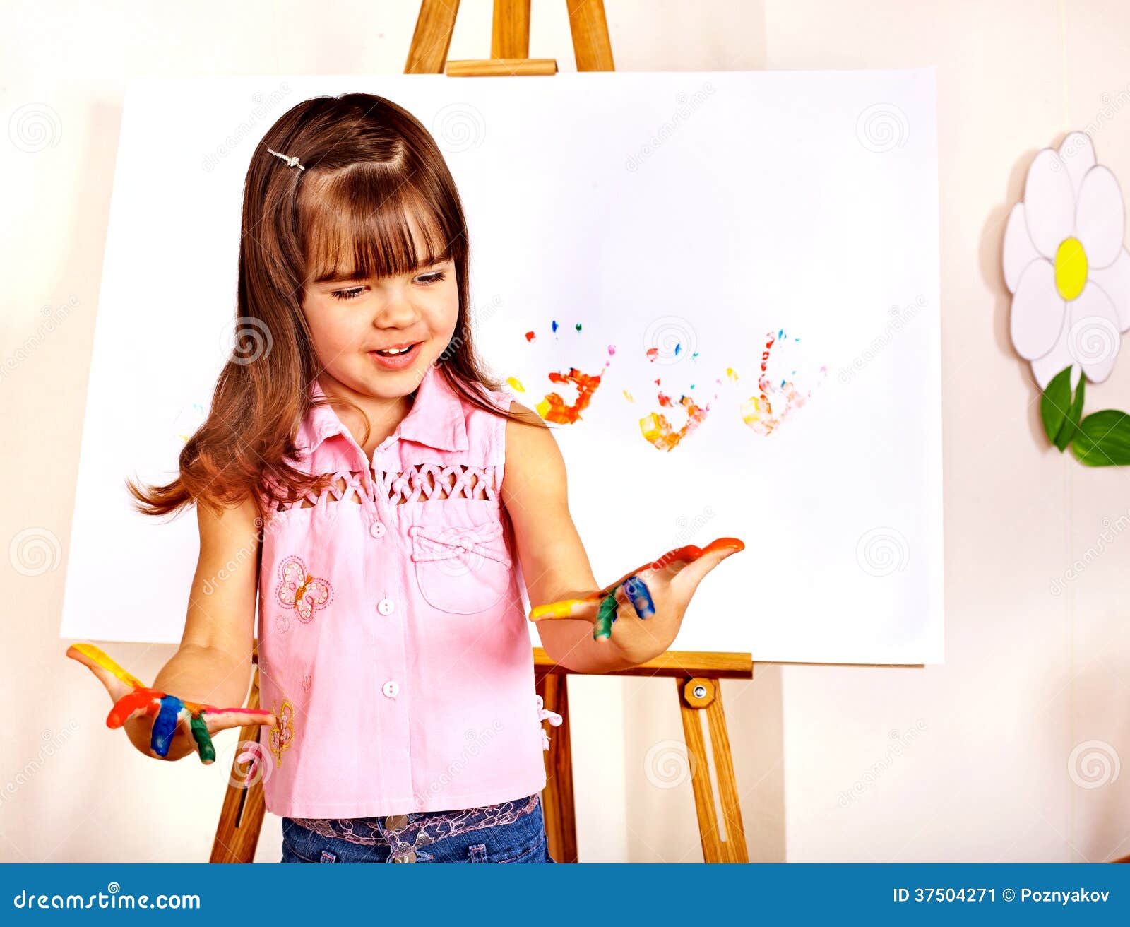 Child making hand prints. stock image. Image of girl - 37504271