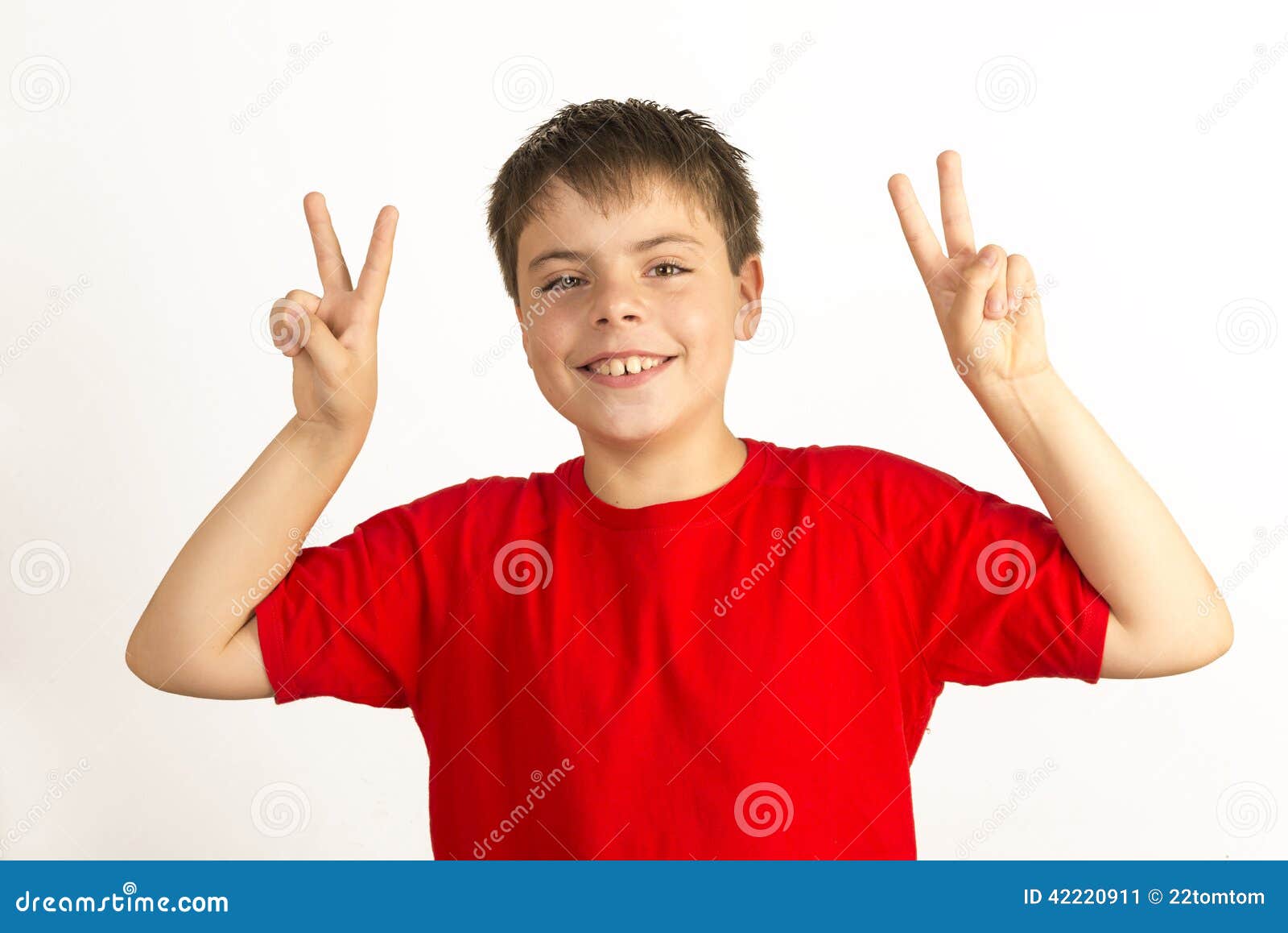 Child Making Peace Sign stock image. Image of facial - 42220911