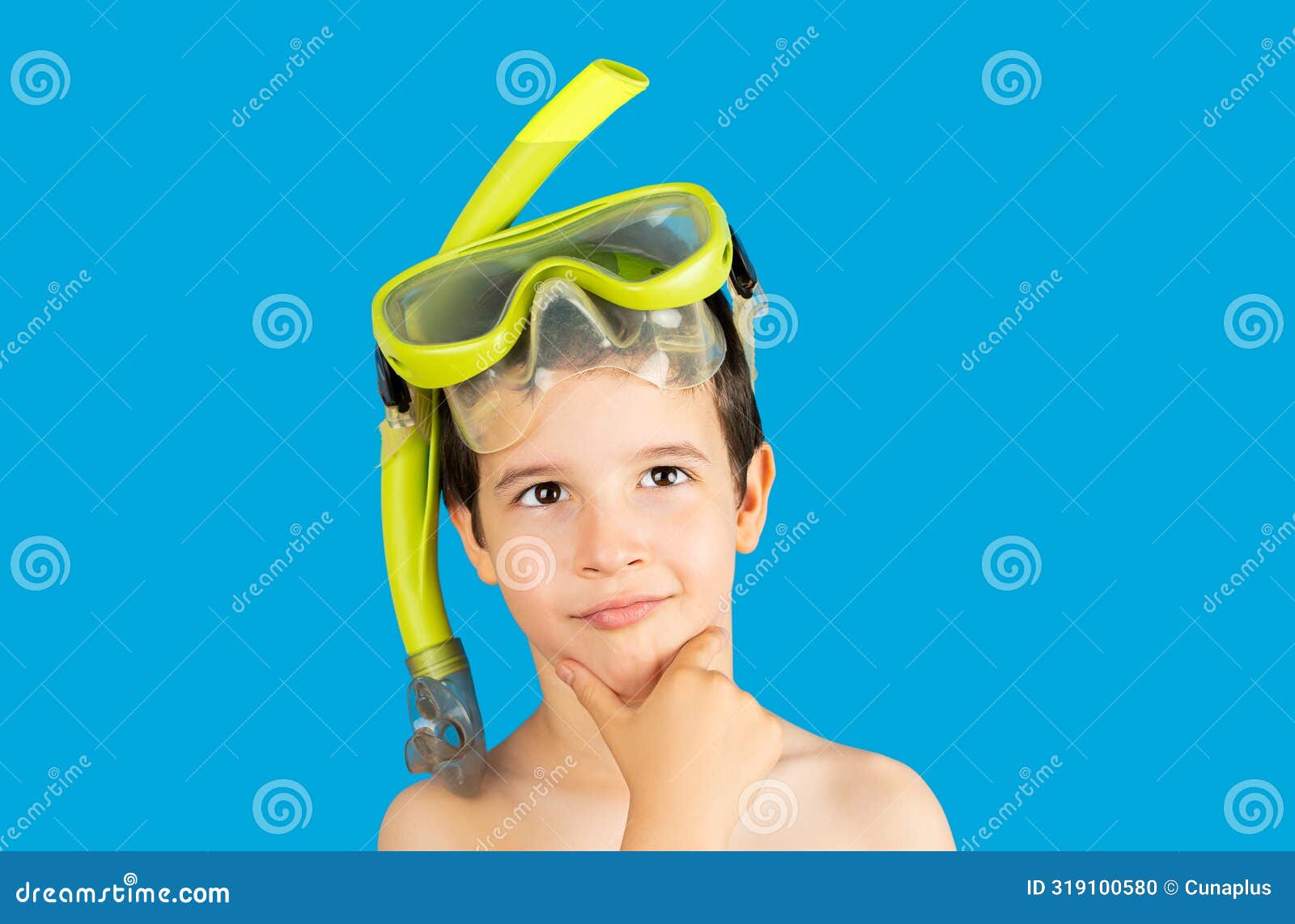 Child with Mask Tuba and Snorkel Stock Photo - Image of ignorance, idea ...
