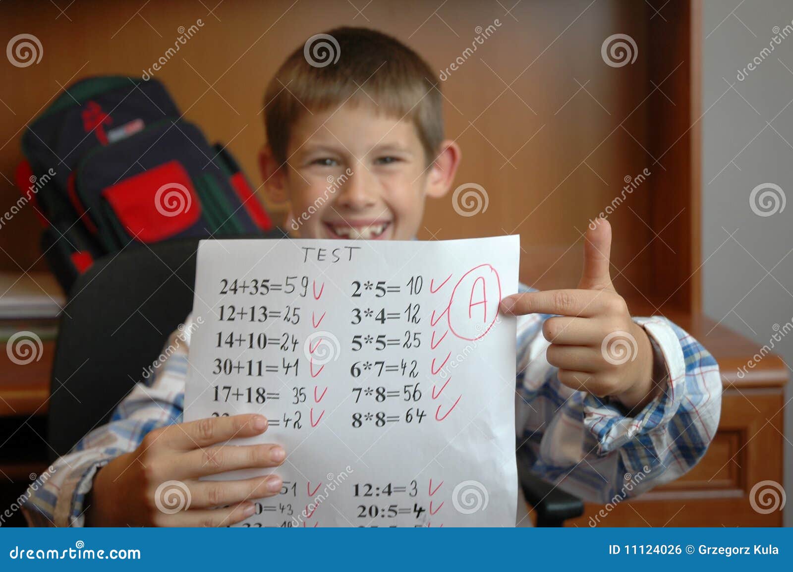 Child With Math Test Royalty Free Stock Image - Image: 11124026