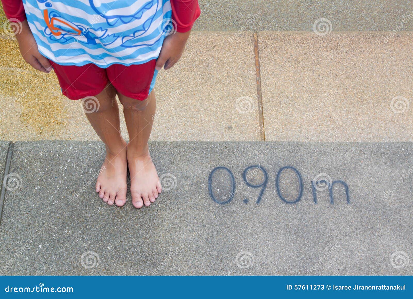 Child and Measuring of Swimming Pool Stock Image - Image of bright ...