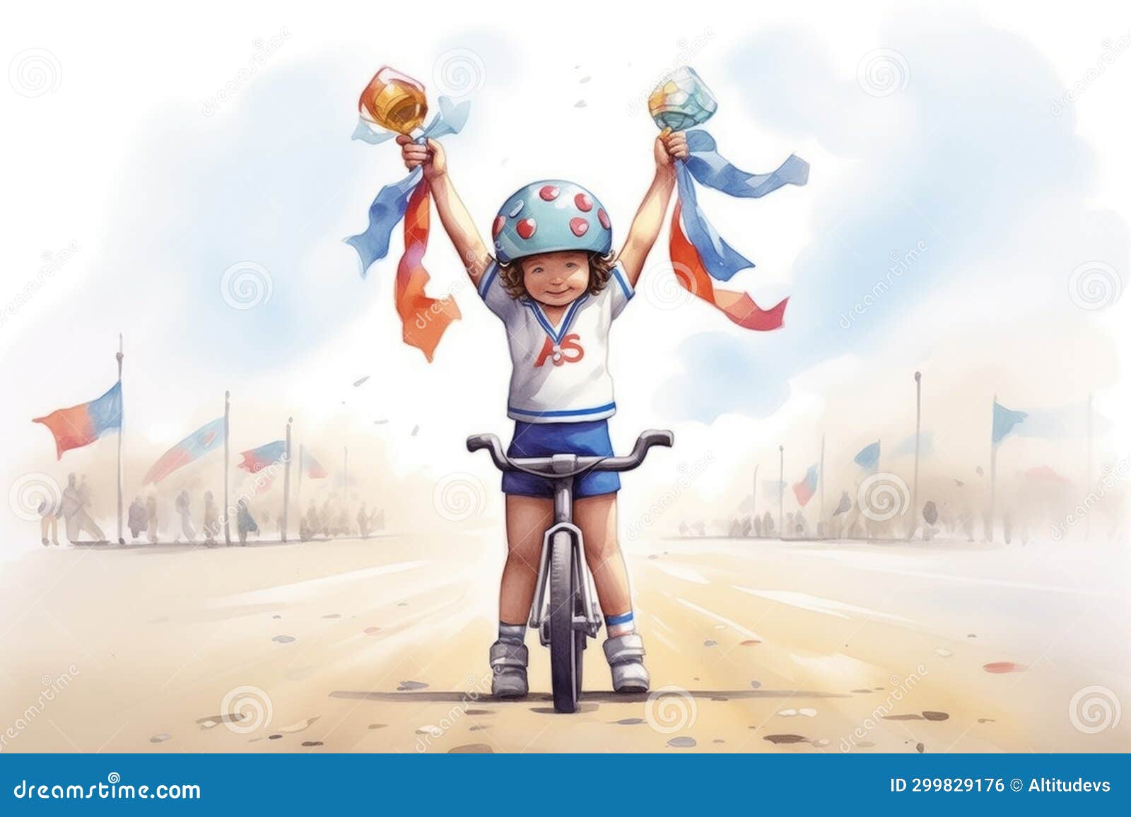 Child with Medal after Winning the Bicycle Race Stock Photo - Image of ...