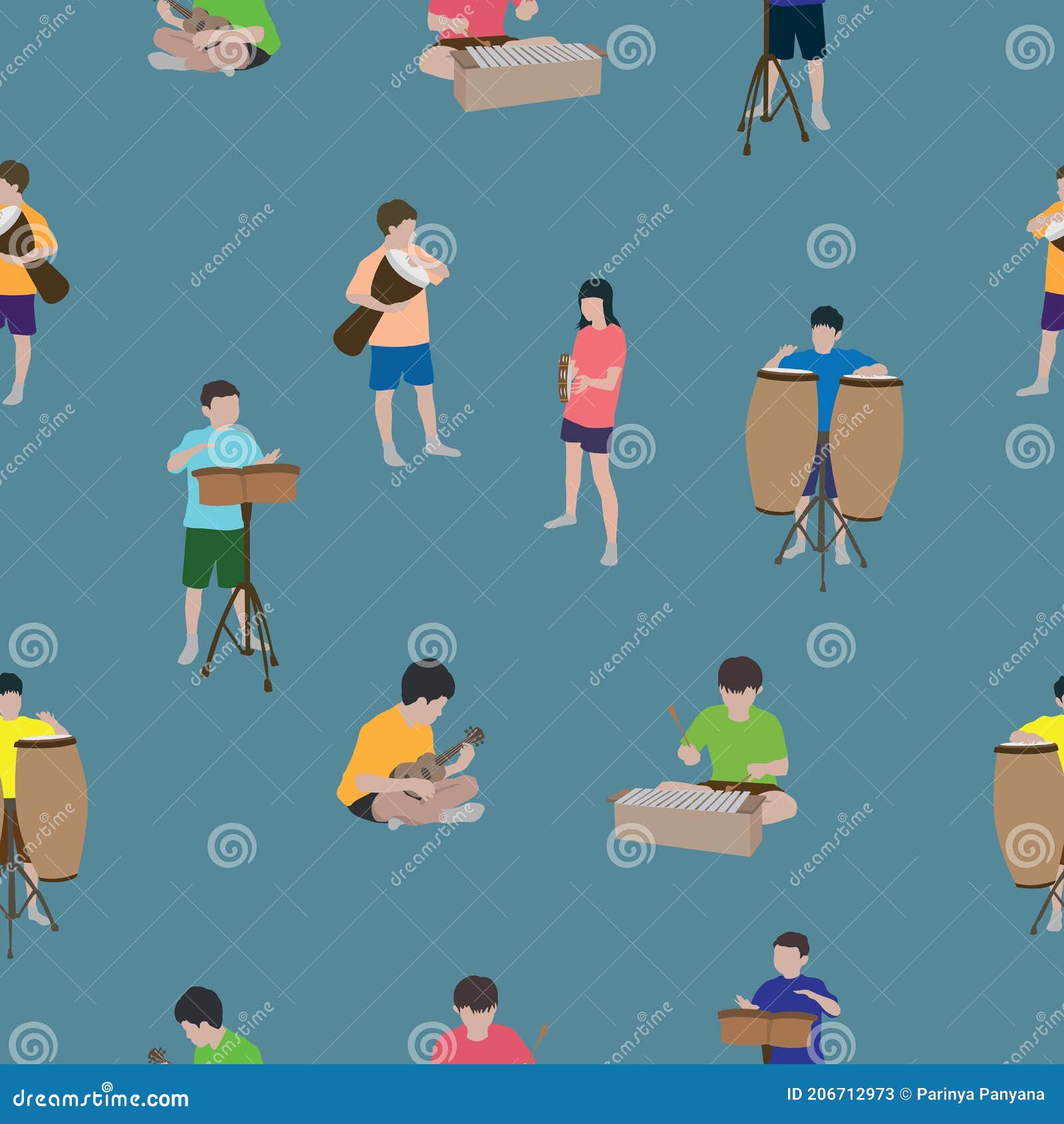 Child Musicians Pattern stock illustration. Illustration of learning ...