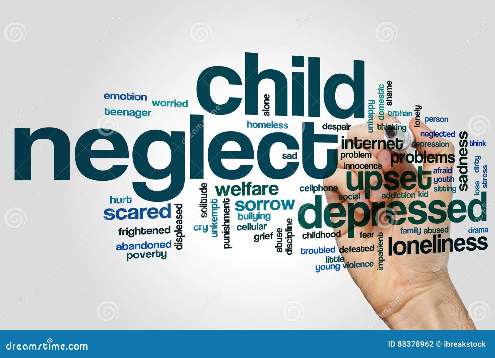 Child neglect word cloud stock photo. Image of defeated - 88378962