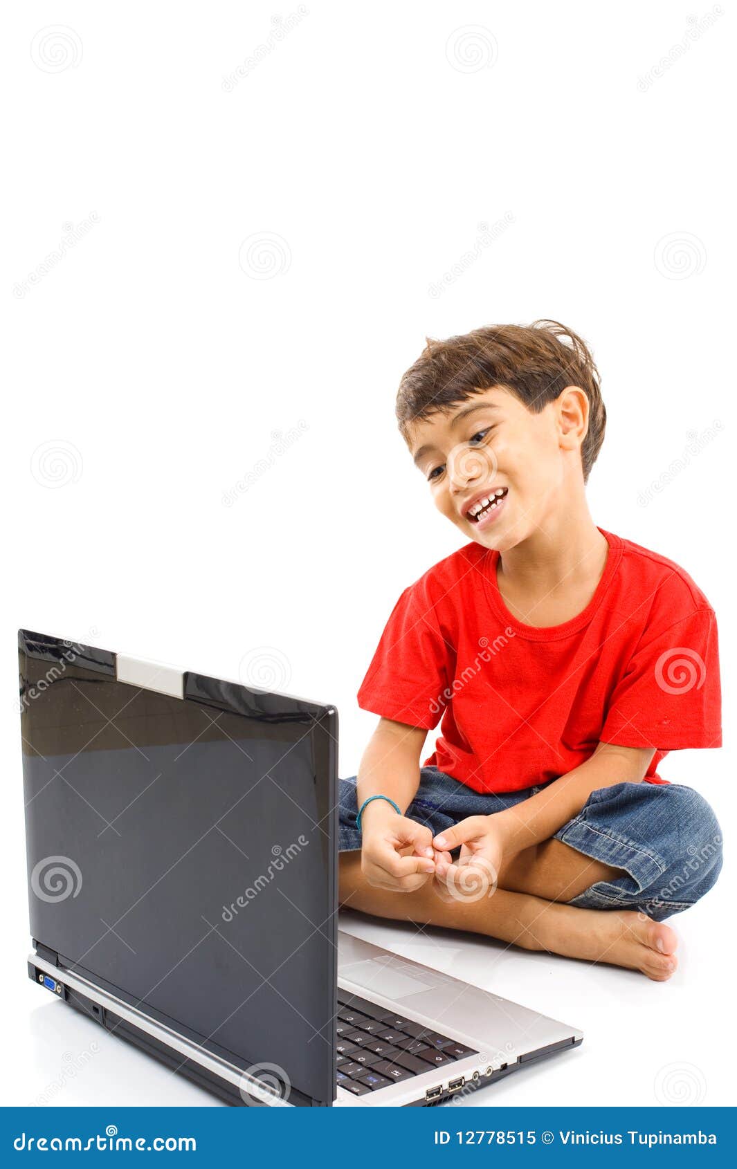 Child with Notebook stock image. Image of lying, laptop - 12778515