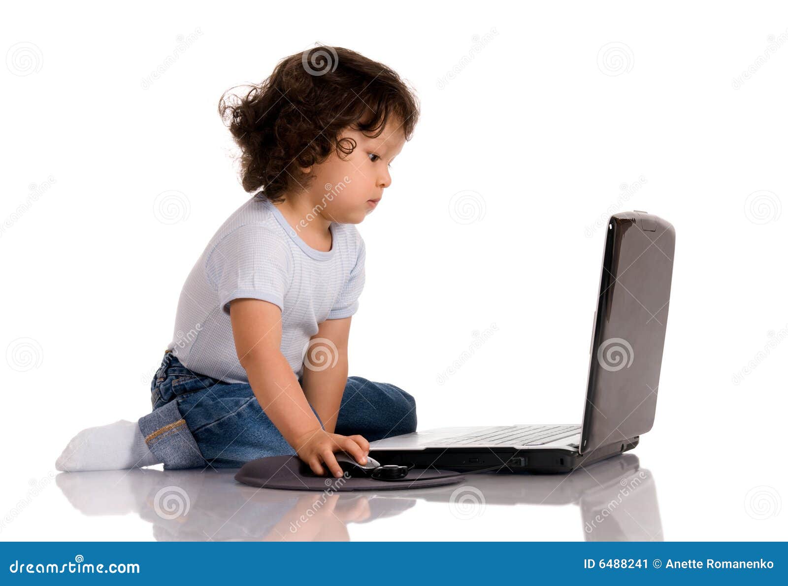 Child with notebook stock image. Image of medium, laptop - 6488241