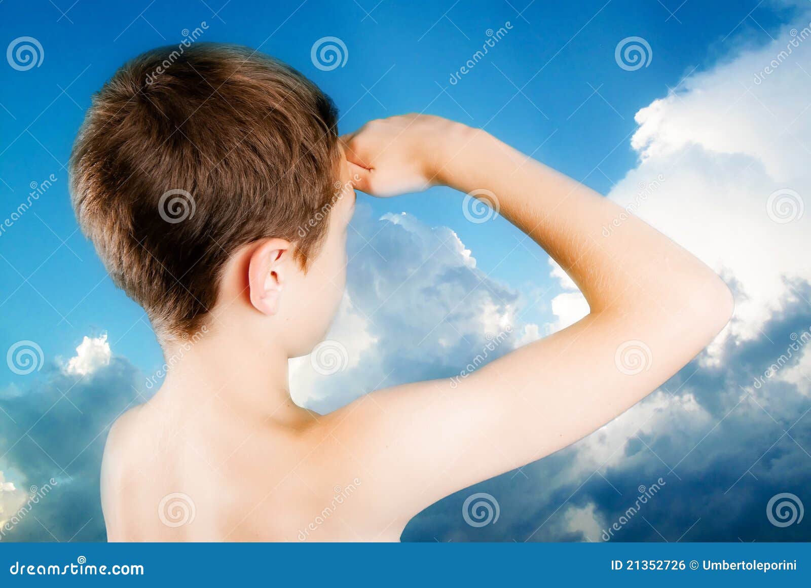 Child Observes Restless Sky Stock Photo - Image of safety, meditation ...