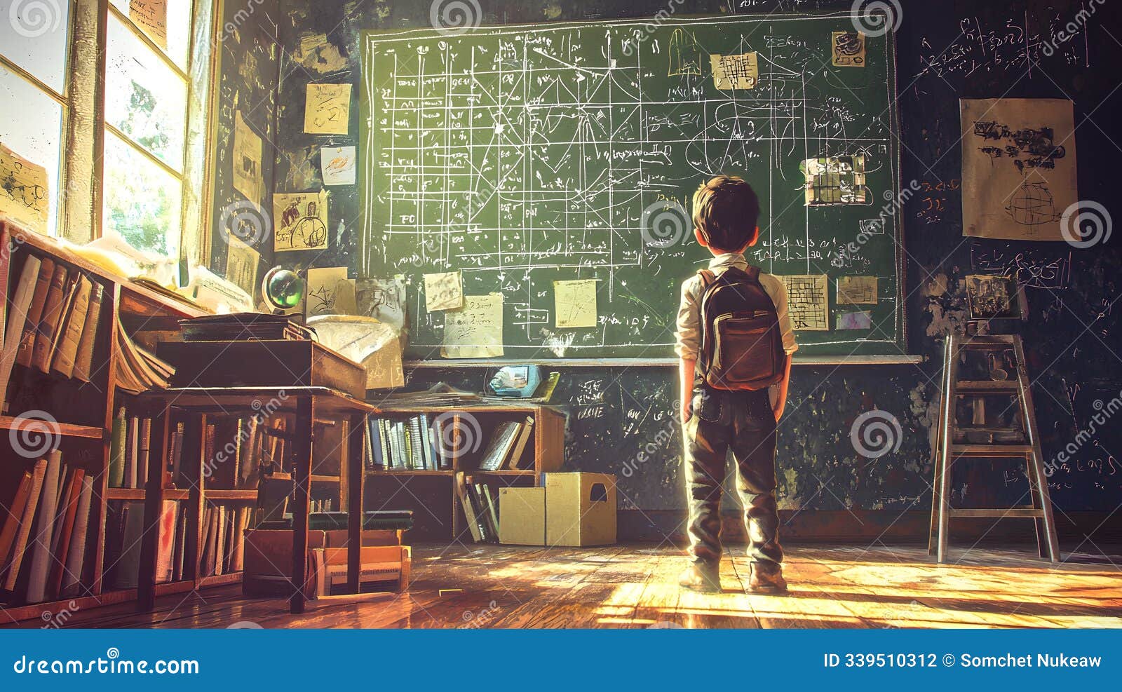 Chalkboard With Complex Equations And Diagrams Showcasing Mathematical ...