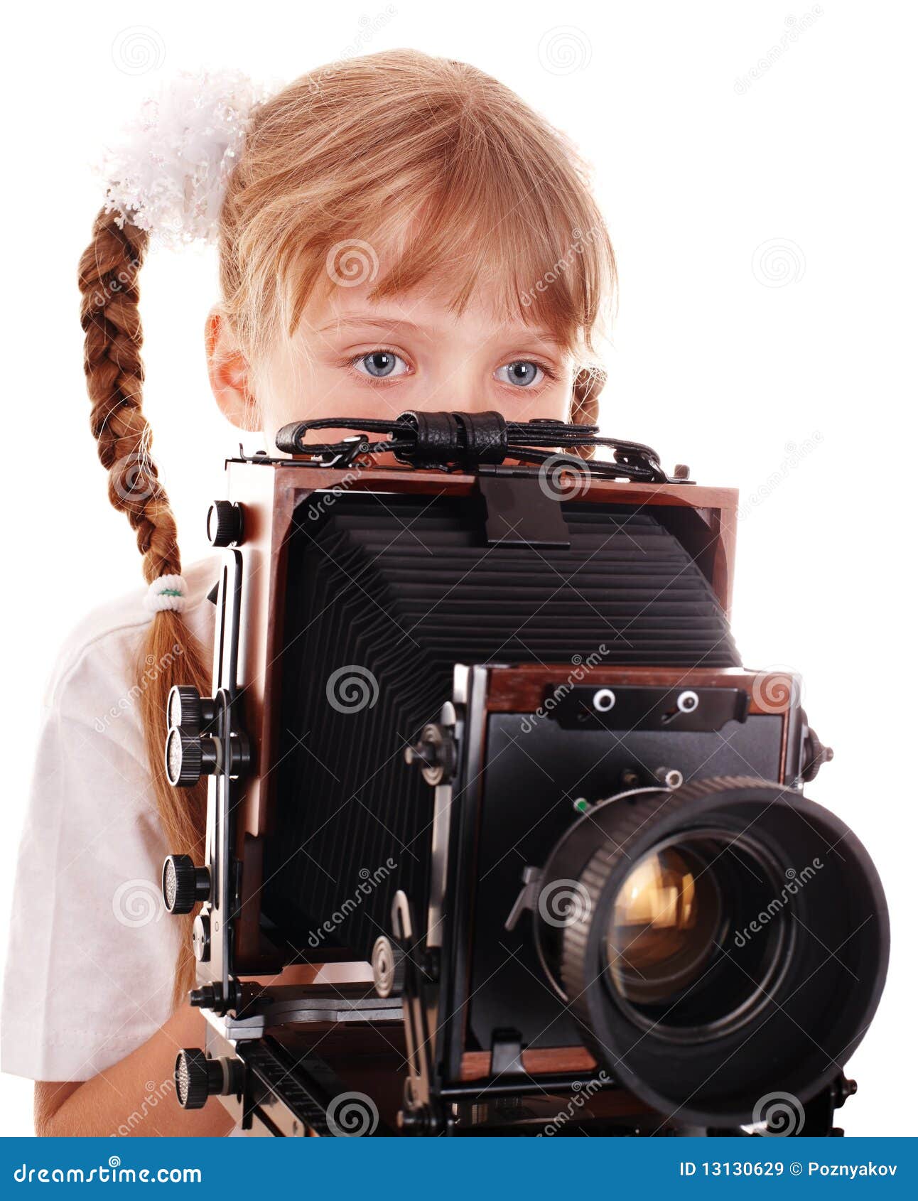 Child with Old Wood Large Format Digital Camera. Stock Image - Image of ...