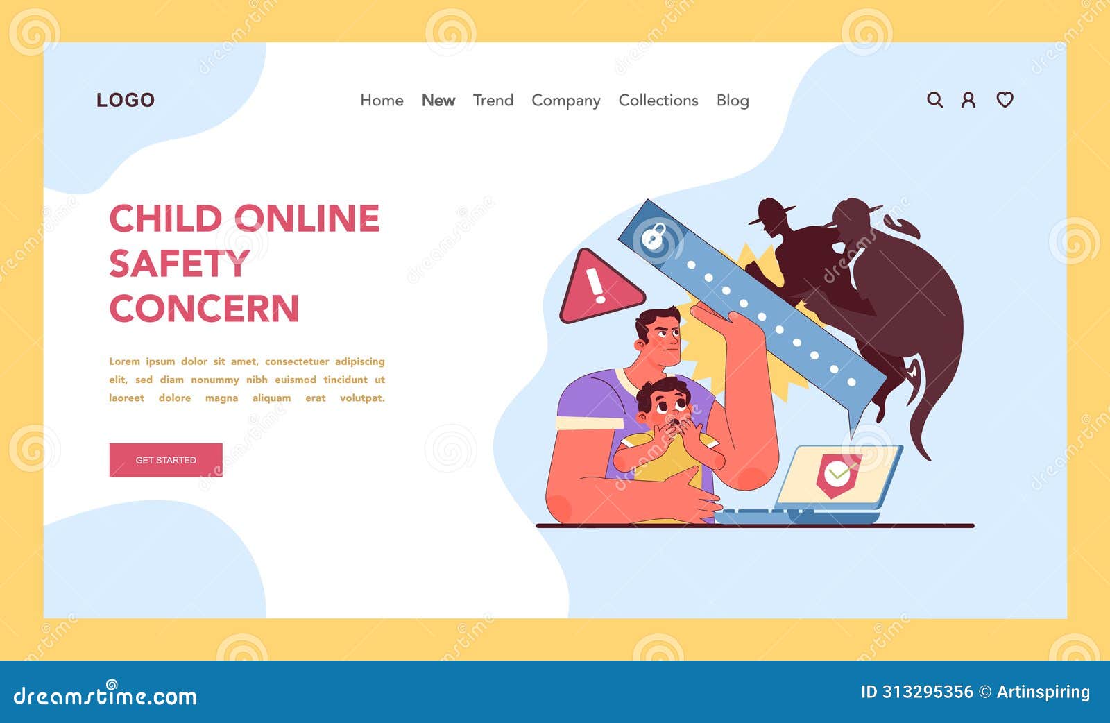 Child Online Safety Concern Concept Stock Vector - Illustration of ...