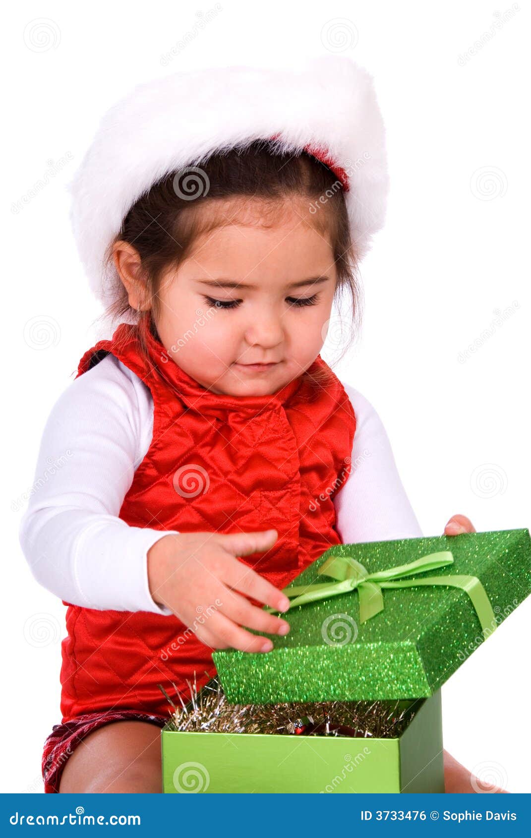 Child Opening Christmas Gift. Stock Photo - Image of child, play: 3733476