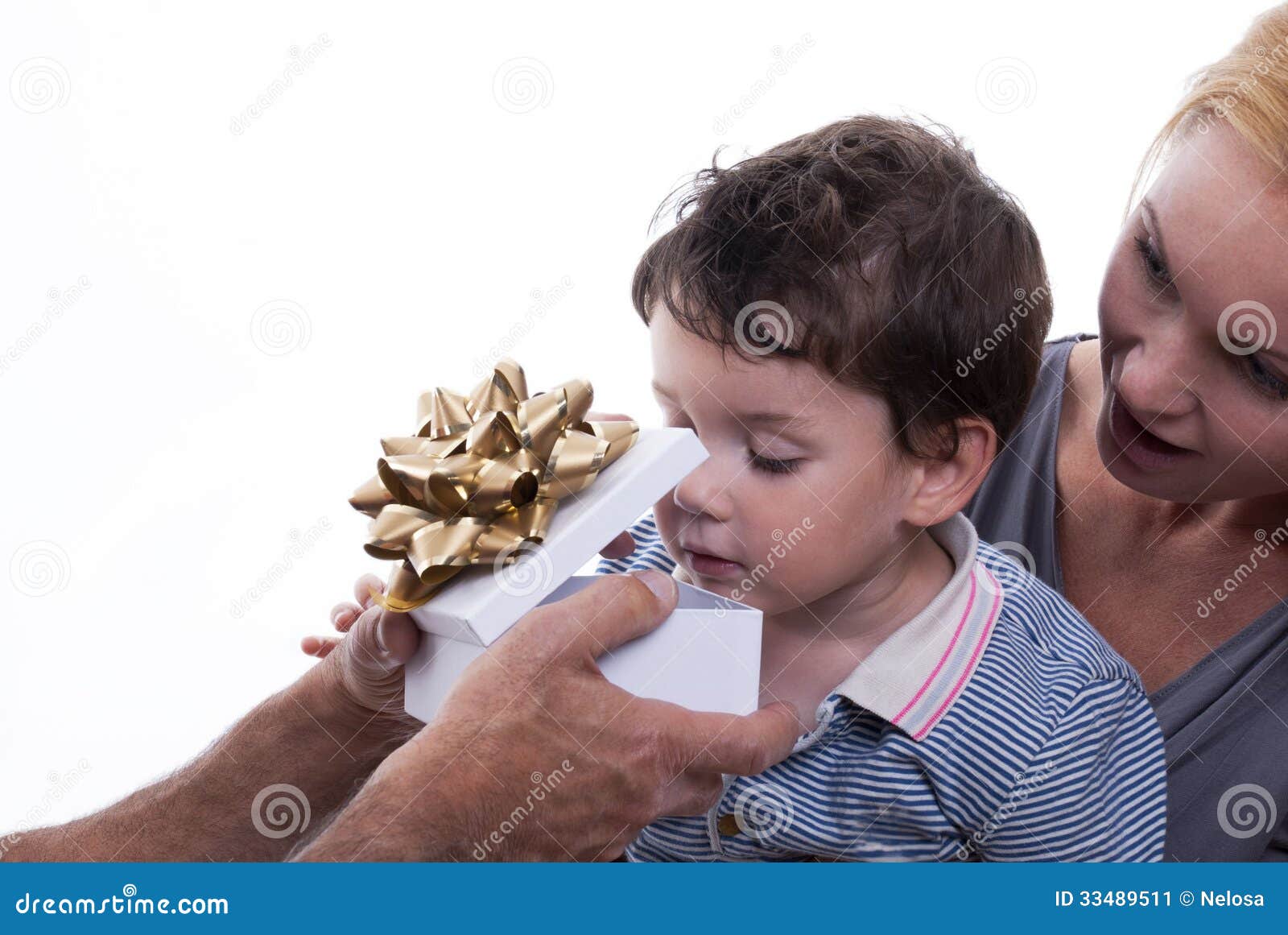 Child Opening Gift Box stock image. Image of donate, white - 33489511