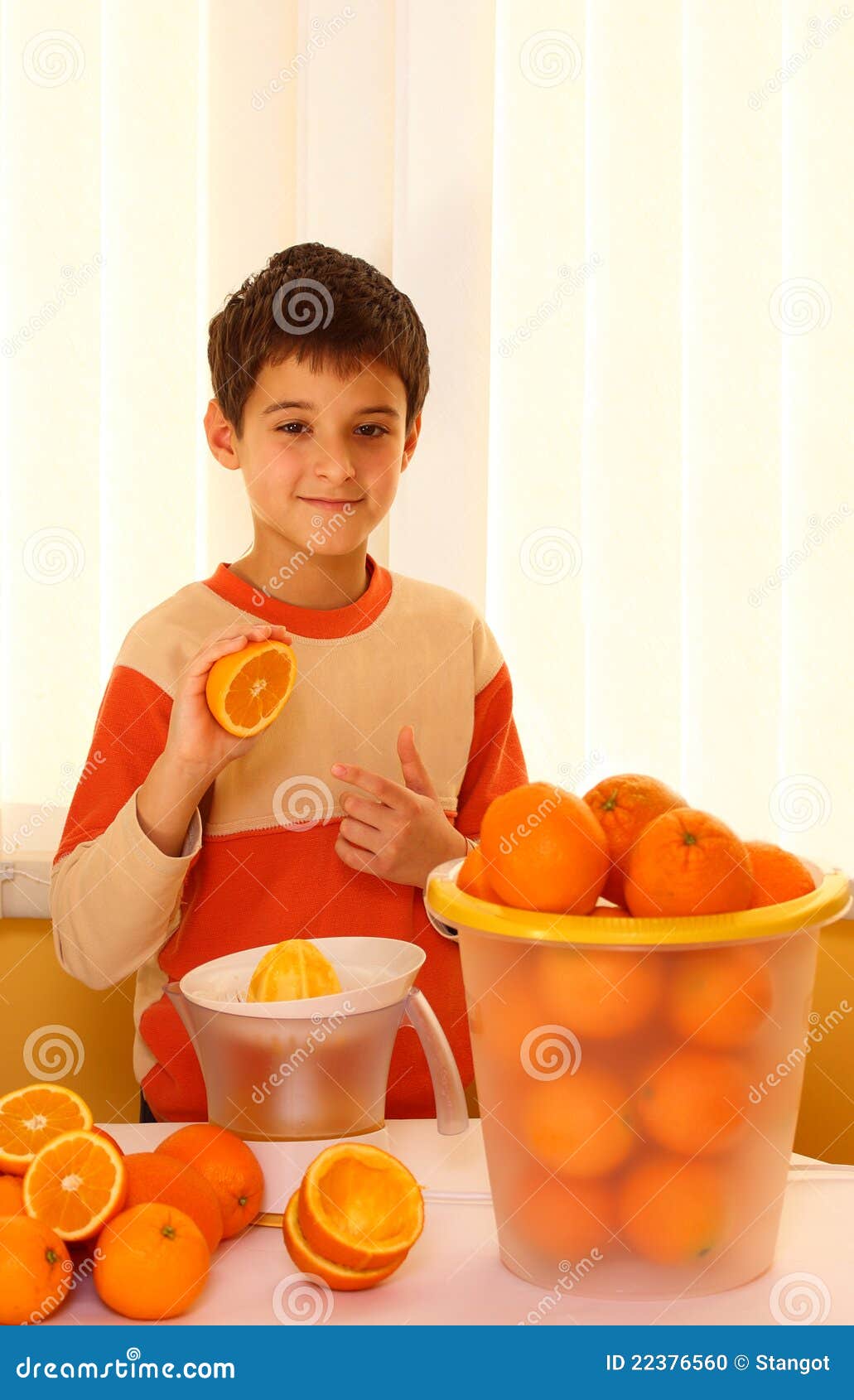 Child with orange stock photo. Image of people, pointing - 22376560