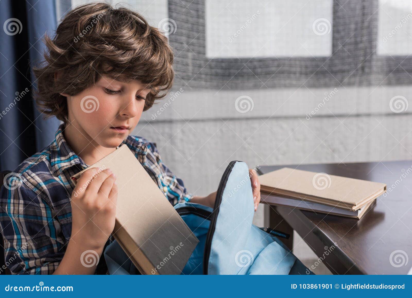 Child Packing Backpack for School Stock Image - Image of books, hold ...
