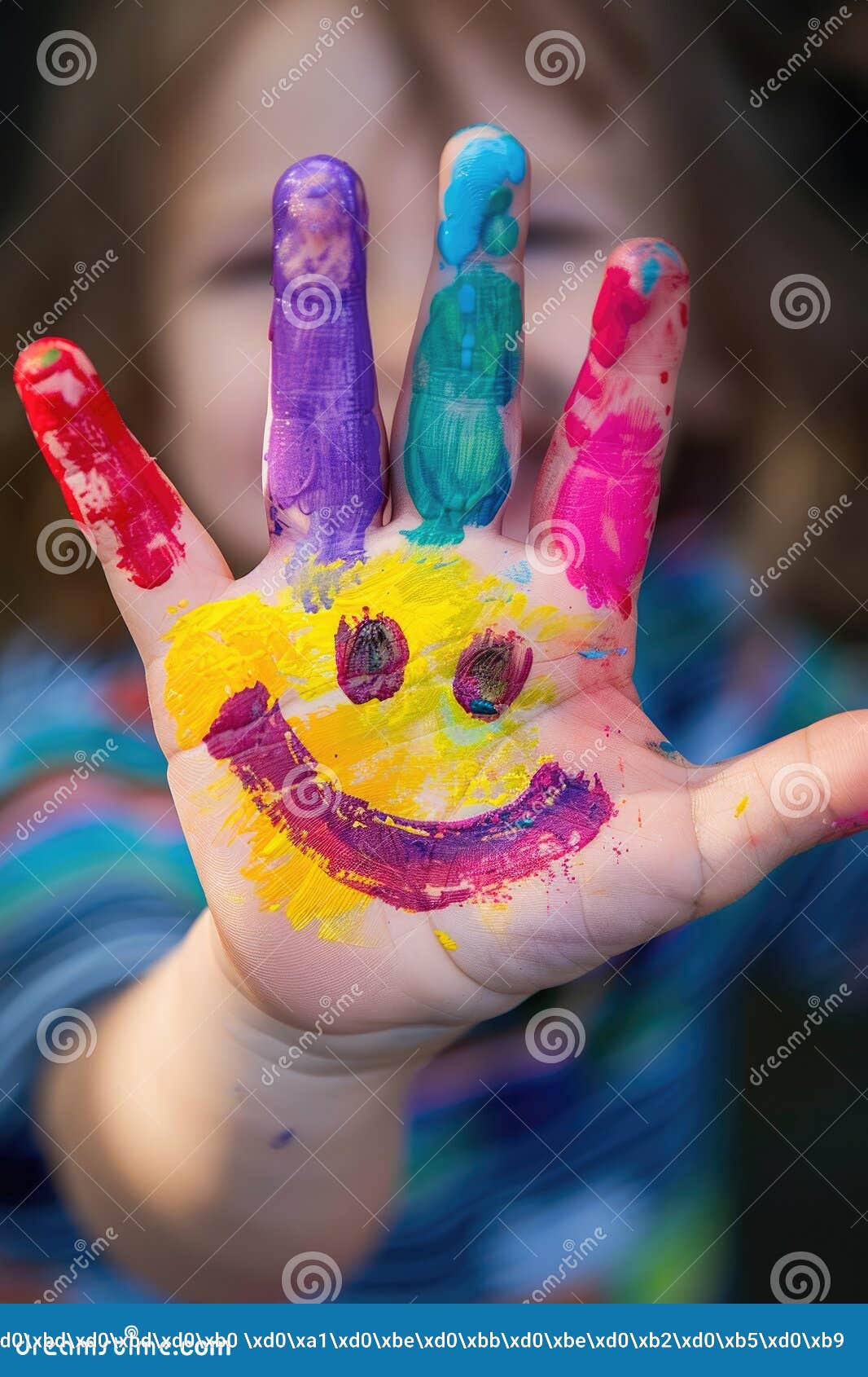 A Child Painted a Smile on His Hand Stock Photo - Image of colorful ...