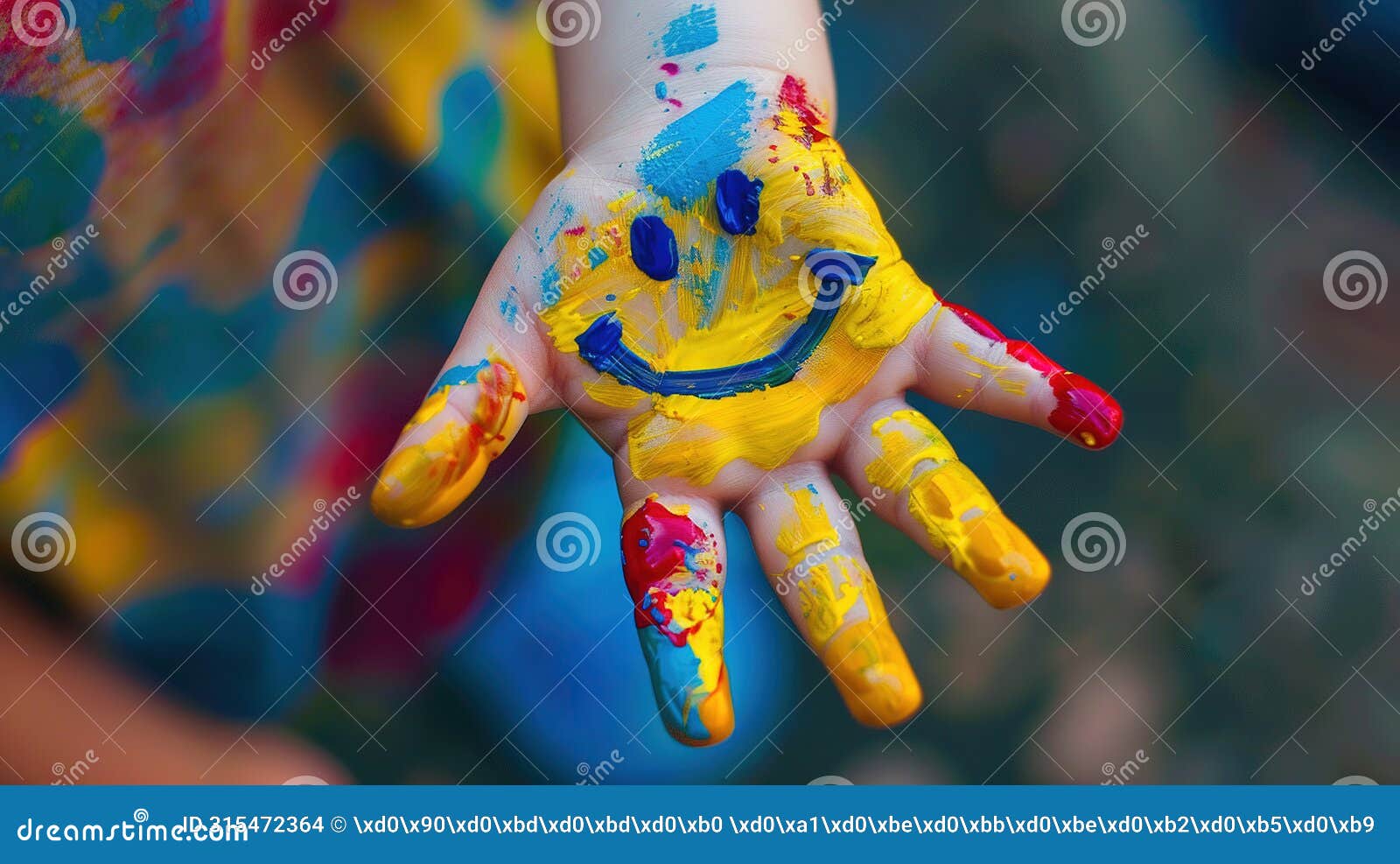 A Child Painted a Smile on His Hand Stock Photo - Image of child ...
