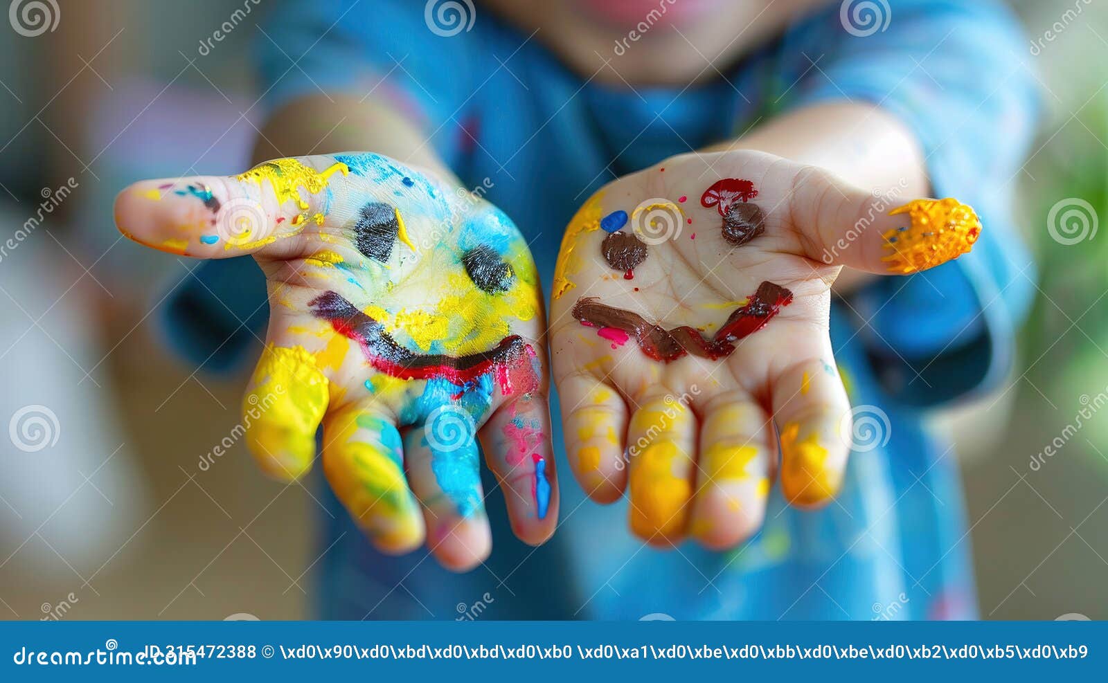 A Child Painted a Smile on His Hand Stock Photo - Image of enjoyment ...