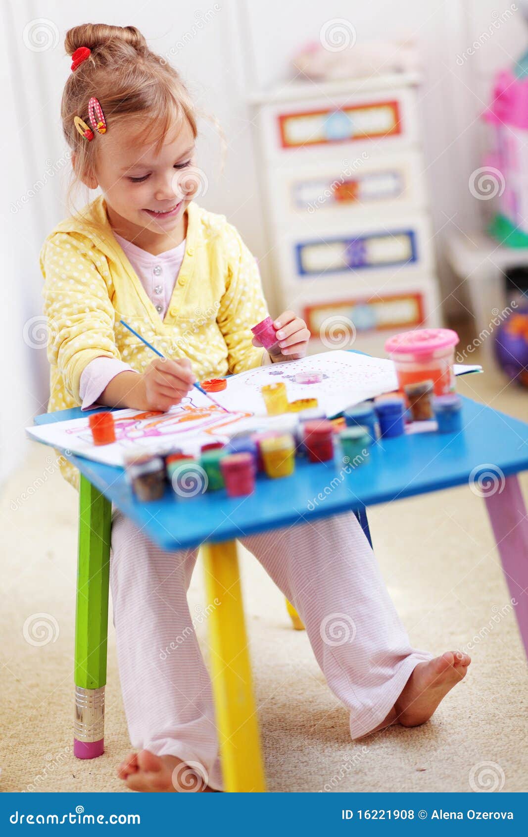 Child painting stock photo. Image of brush, casual, home - 16221908