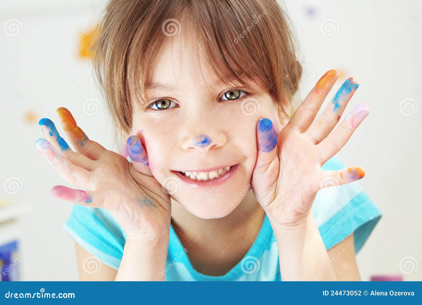 Child Painting In Preschool. Stock Photography | CartoonDealer.com ...