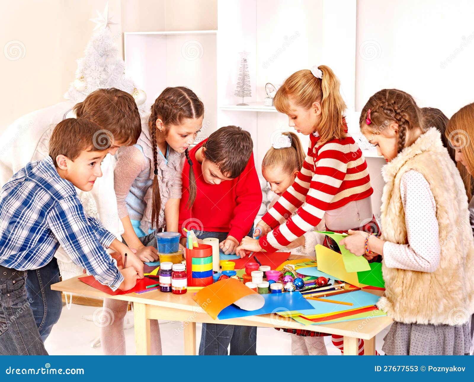 Child Painting at Art School. Stock Image - Image of leisure, indoors ...